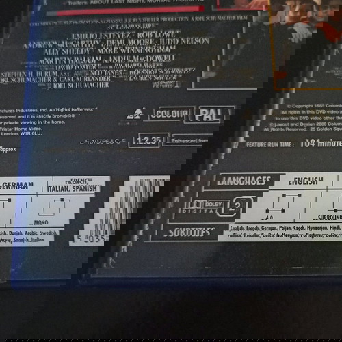 St. Elmo's Fire DVD μεταχειρισμένο με… - € 11,00 - Vendora.gr