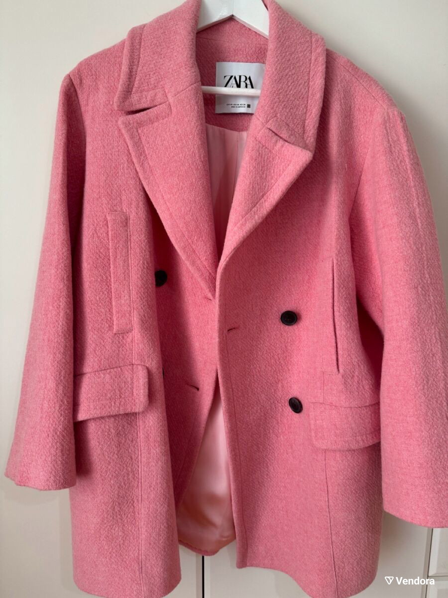 ZARA Ροζ Παλτό Με Χαλαρή Φόρμα - € 14,00 - Vendora.gr