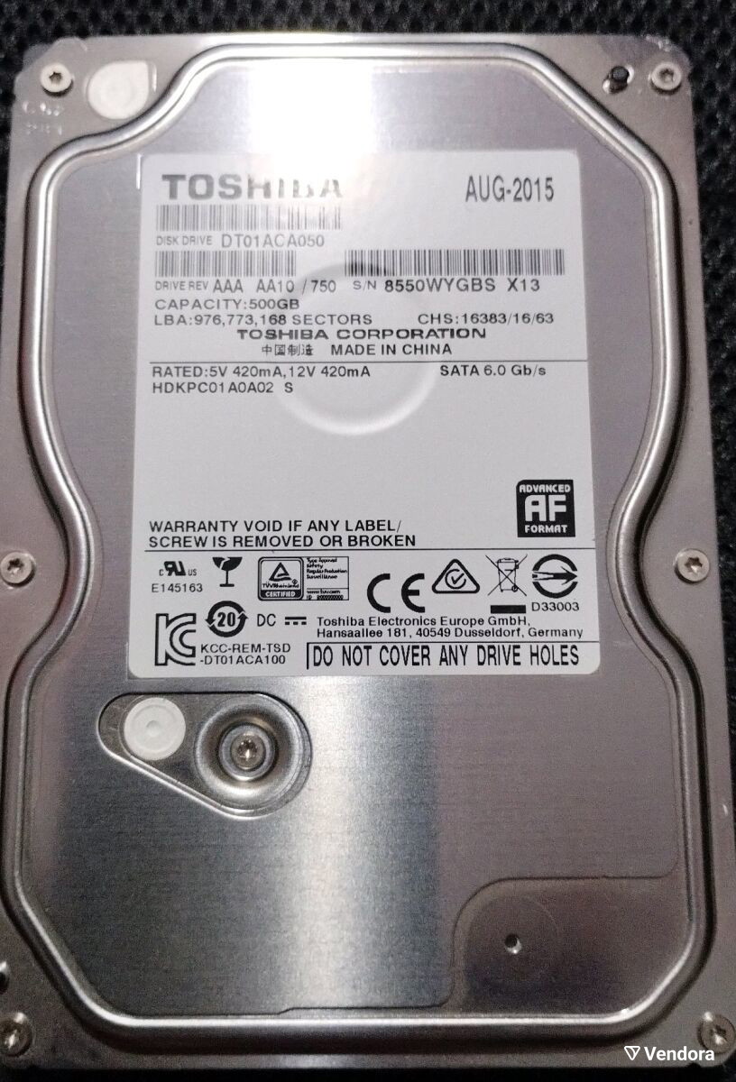Toshiba DT01ACA050 500GB 7200RPM 32MB… - € 10,00 - Vendora.gr