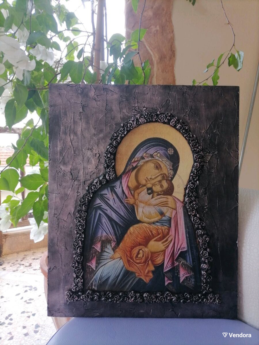 Εικόνα Παναγίας με ντεκουπαζ σε ξύλο… - € 80,00 - Vendora.gr