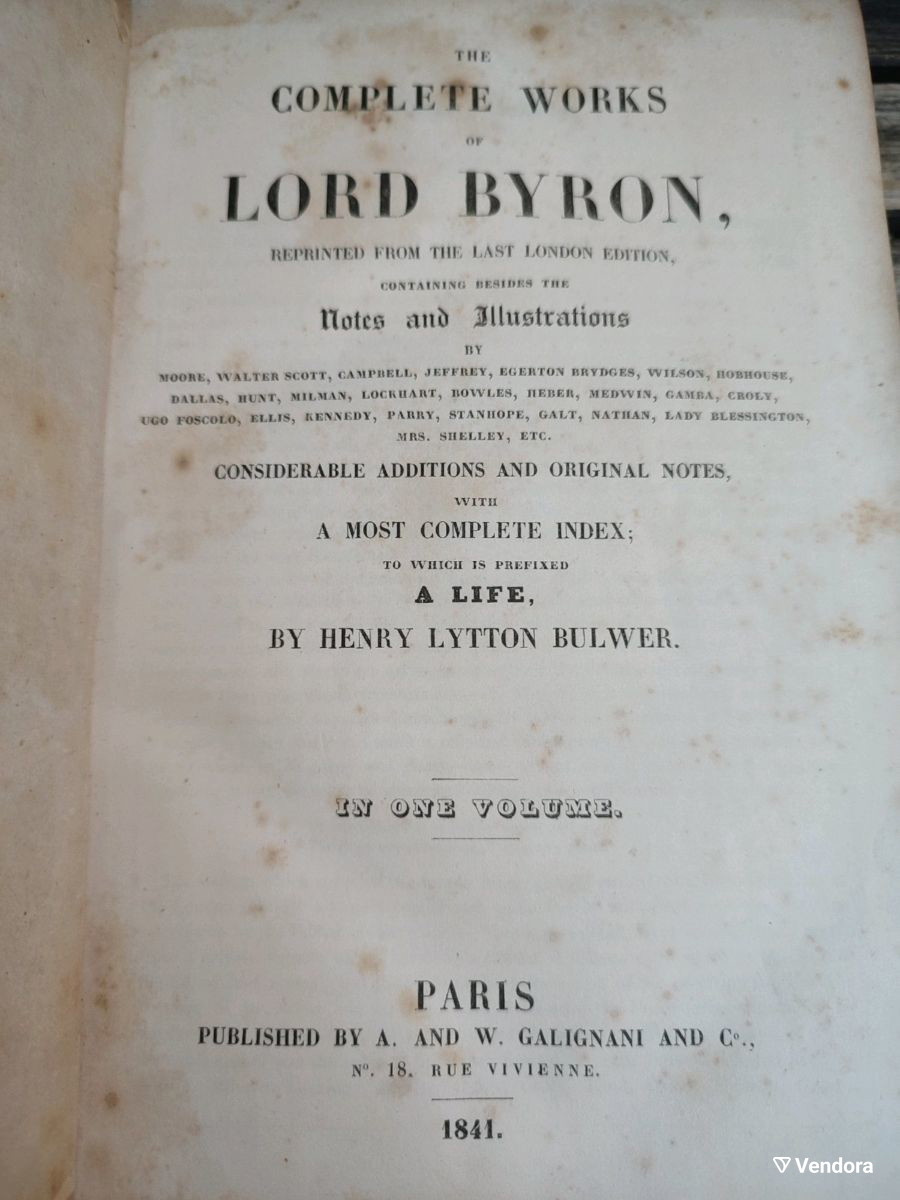 The Complete Works of Lord Byron 1841… - € 1.000,00 - Vendora.gr