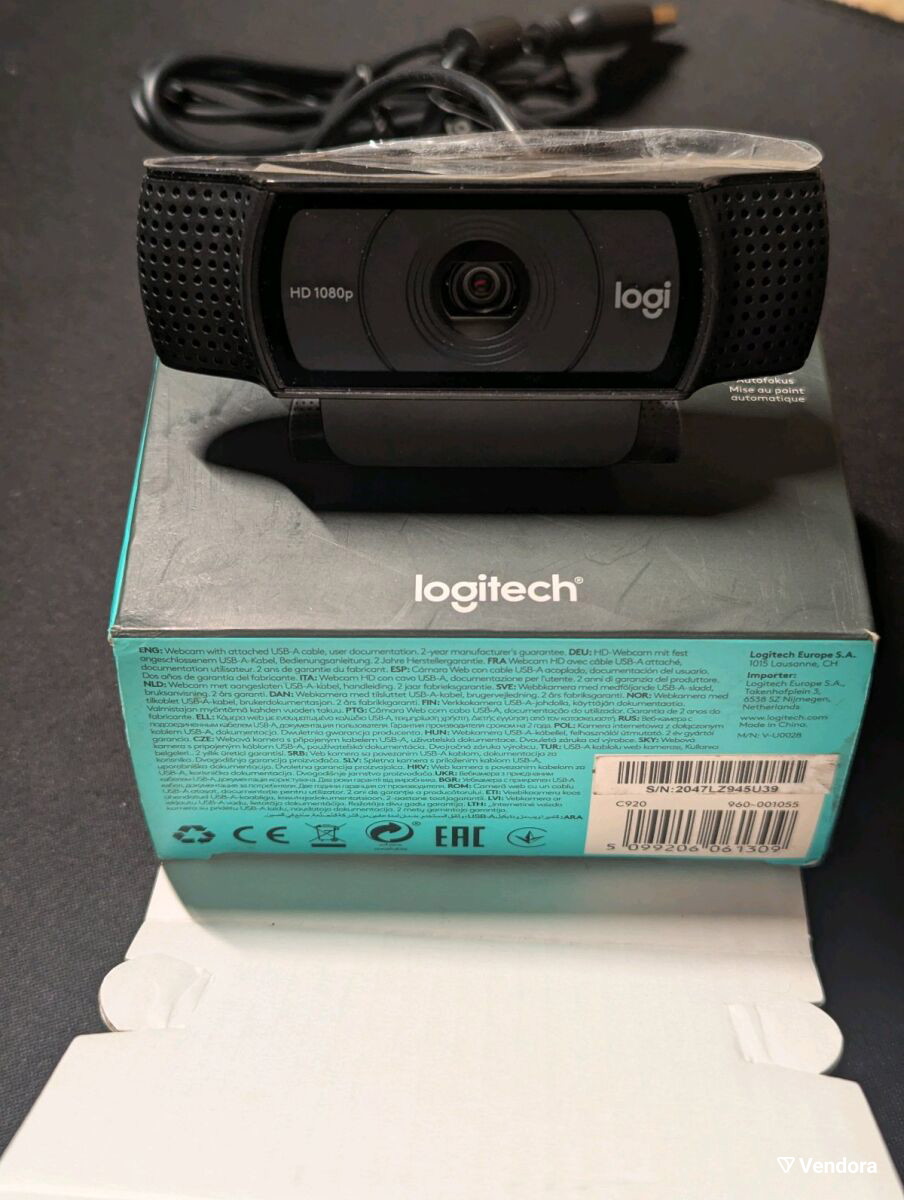 Webcam Logitech c920 HD AF καινούργια - € 33,00 - Vendora.gr