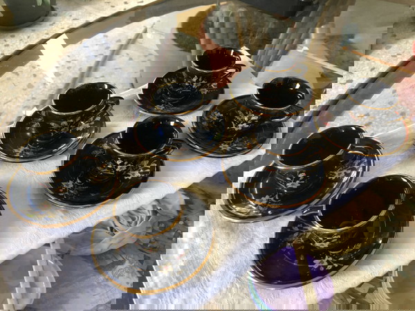 Σετ 6 φλυτζανια με πιατακια 24k gold - € 60,00 - Vendora.gr