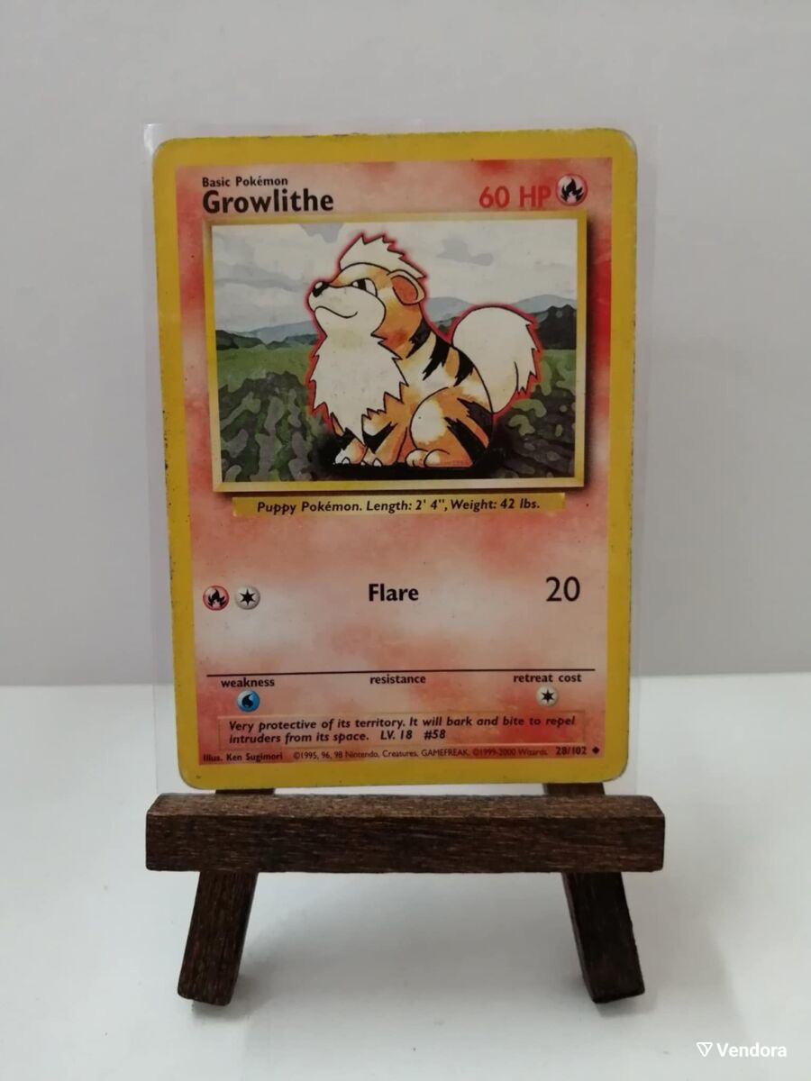 Pokemon κάρτα Base Set Growlithe 28/102… - € 2,00 - Vendora.gr